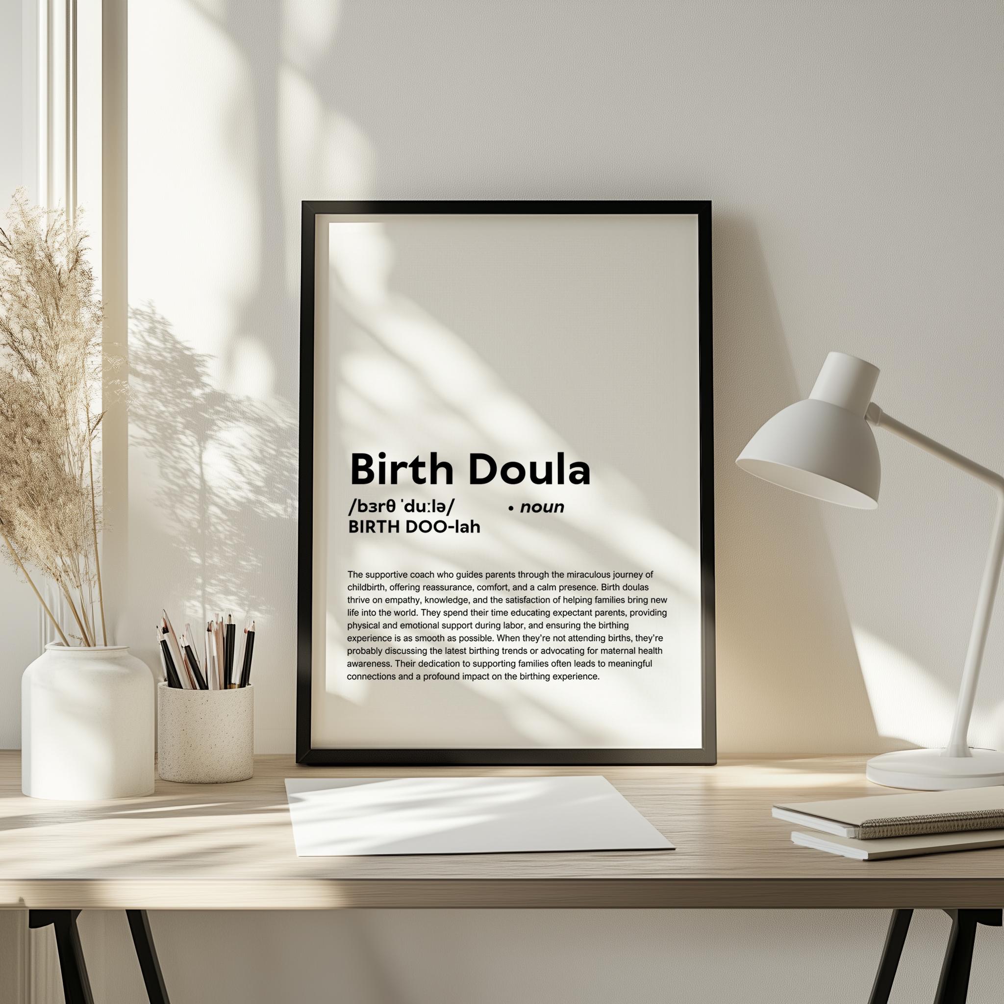 Funny Birth Doula Definition Print Wall Art Poster, Birth Doula Gift ...