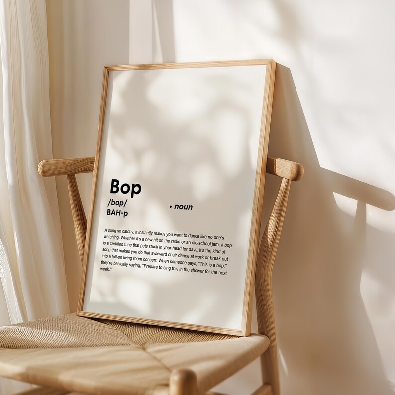 Funny Bop Definition Print Wall Art Poster, Bop Gift for Dance Quote ...