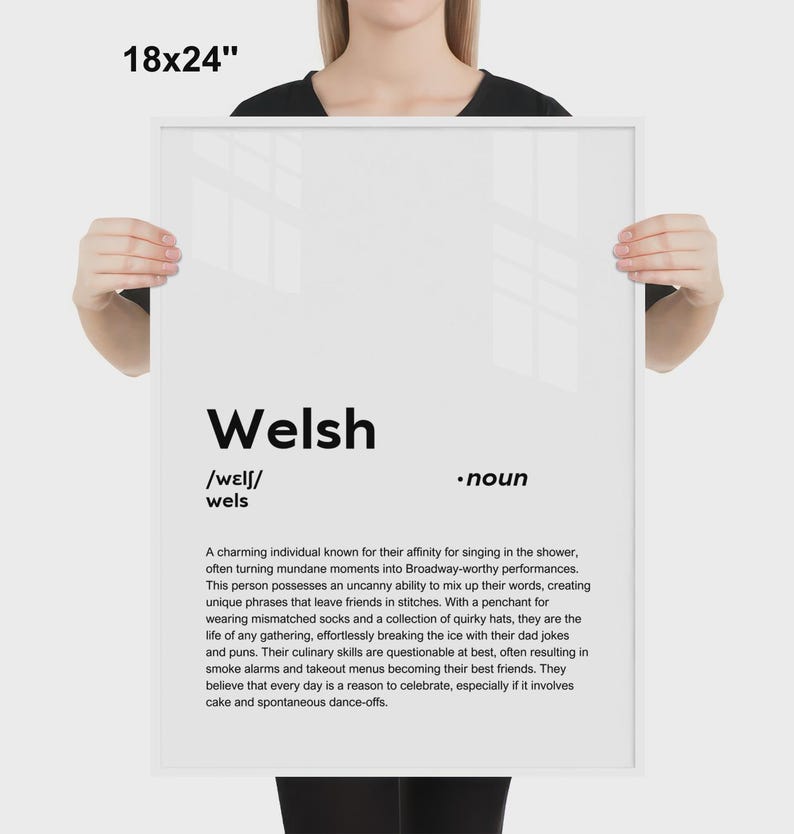 PRINTED Welsh Poster, Funny Definition of Welsh Print Wall Art, Wales ...