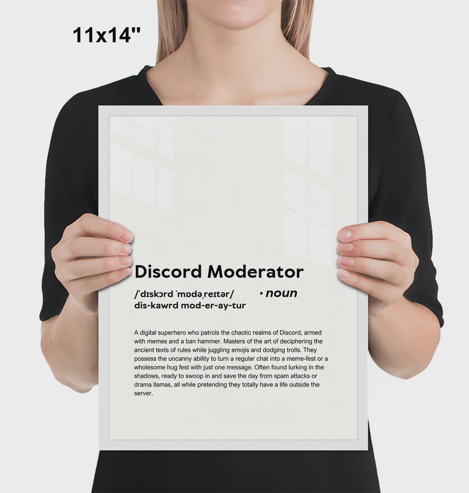 PRINTED Discord Moderator Poster, Funny Definition of Discord Moderator ...