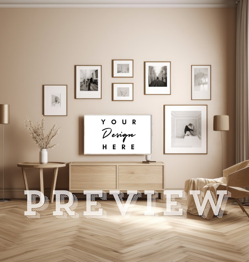 Frame TV Mockup Design Bundle / Warm Neutral Style Mock up Pack ...