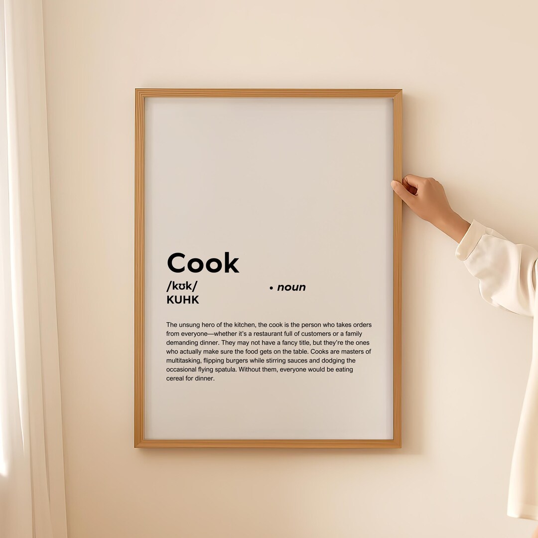 Funny Cook Definition Print Wall Art Poster, Cook Gift for Chef Quote ...
