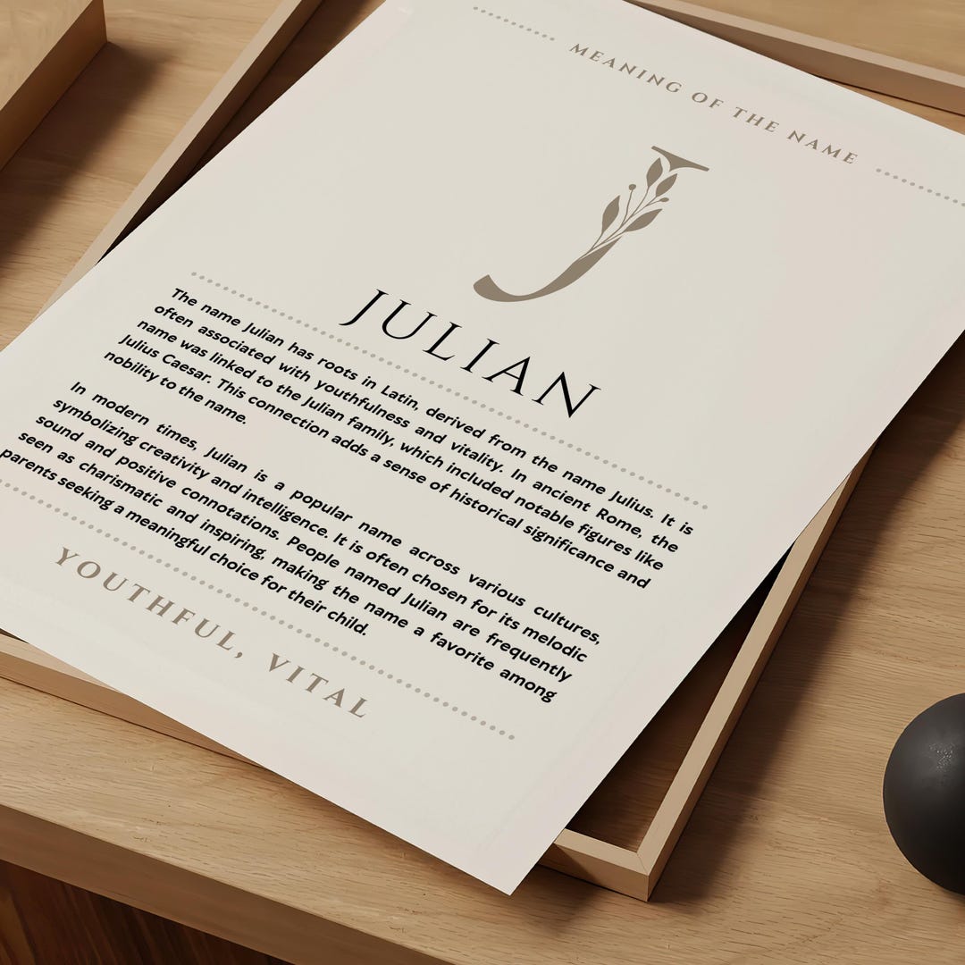 Julian Name Meaning Wall Art, Julian Name Origin Print Nursery Decor ...