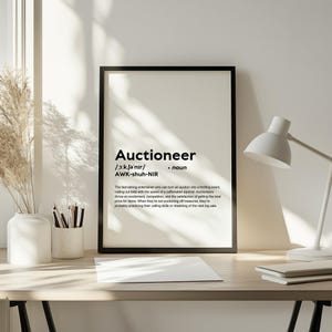 Funny Auctioneer Definition Print Wall Art Poster, Auctioneer Gift for ...