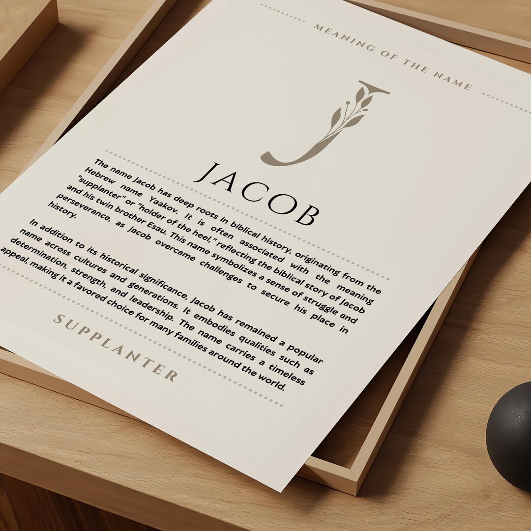 Jacob Name Meaning Wall Art, Jacob Name Origin Print Nursery Decor ...