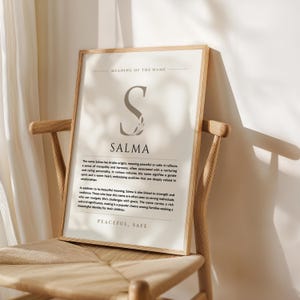 Salma Name Meaning Wall Art, Salma Name Origin Print Nursery Decor ...