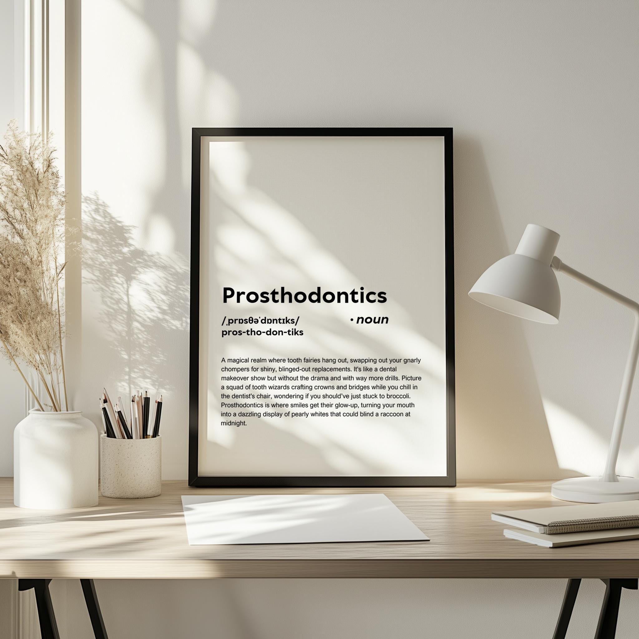 Funny Prosthodontics Definition Print Wall Art Poster, Prosthodontics ...