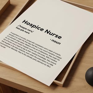 Funny Hospice Nurse Definition Print Wall Art Poster, Hospice Nurse ...