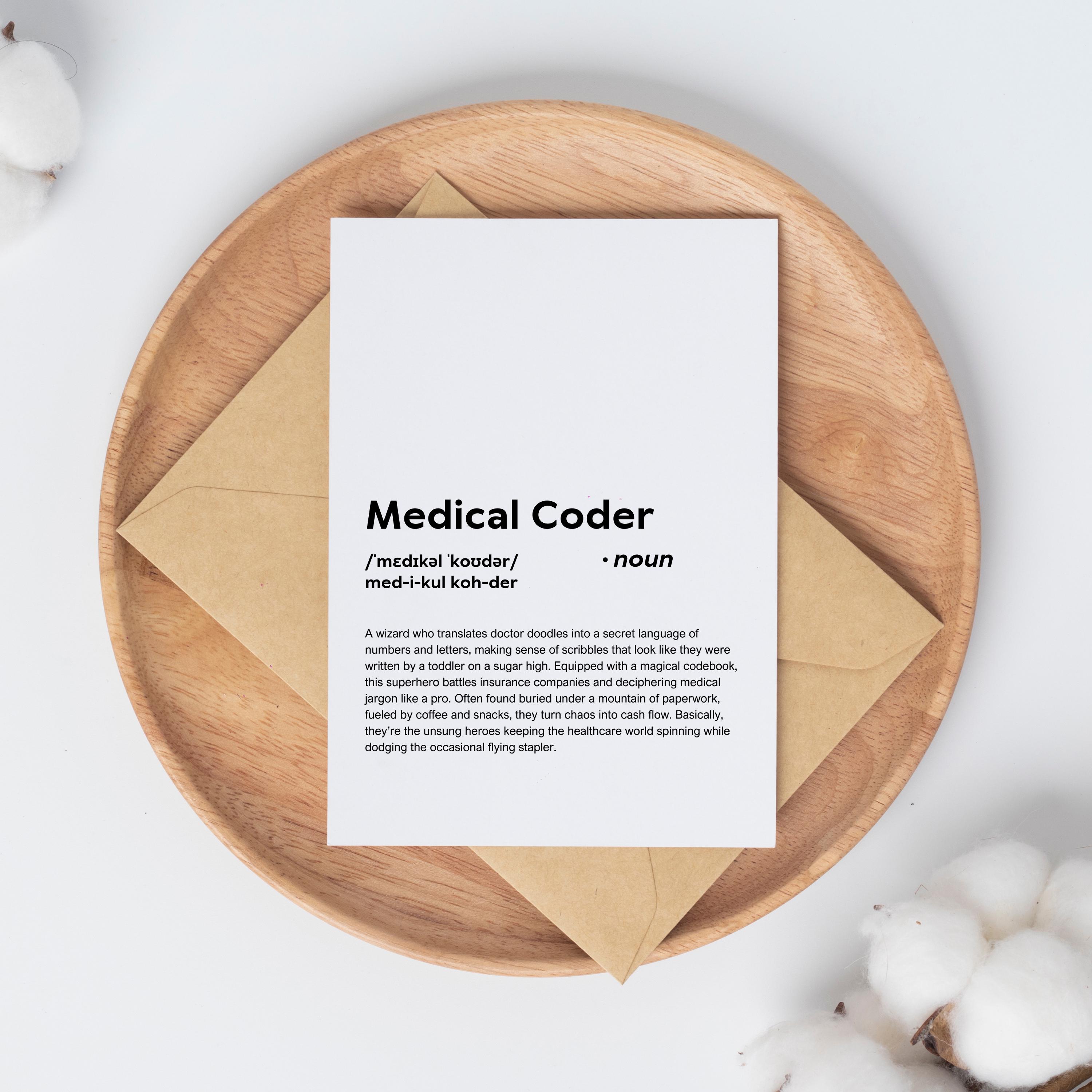 Funny Medical Coder Definition Print Wall Art Poster, Medical Coder ...