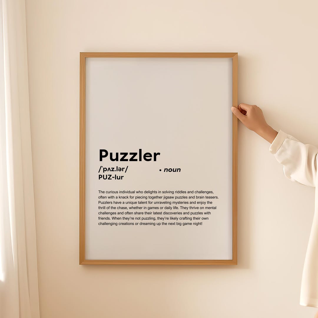 Funny Puzzler Definition Print Wall Art Poster, Puzzler Gift for Puzzle ...