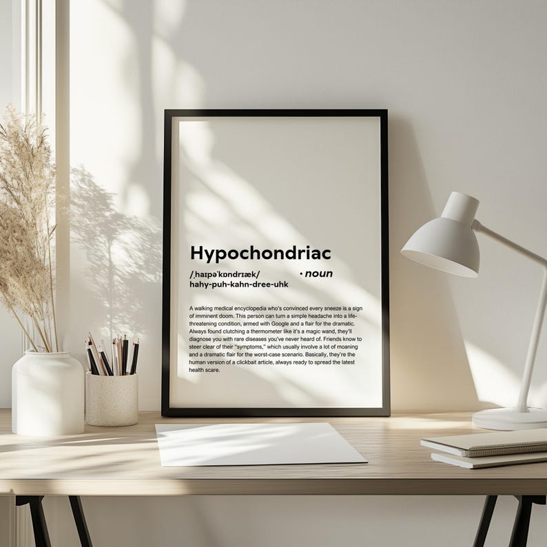 Funny Hypochondriac Definition Print Wall Art Poster, Hypochondriac ...
