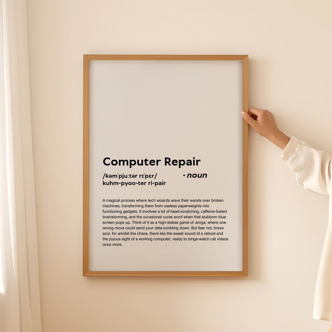Funny Computer Repair Definition Print Wall Art Poster, Computer Repair ...