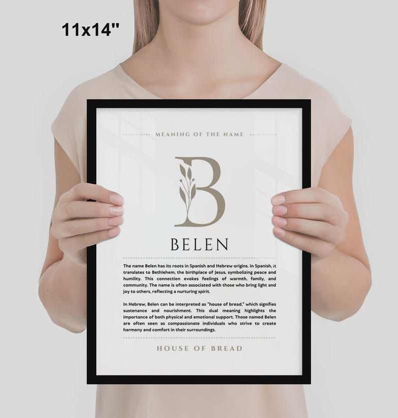 Belen Name Meaning Wall Art Belen Name Origin Print Nursery Decor, Baby ...