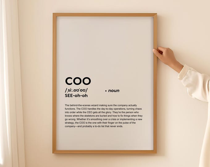 Chief Operating Officer Definition Print: Funny COO Office Wall Art ...