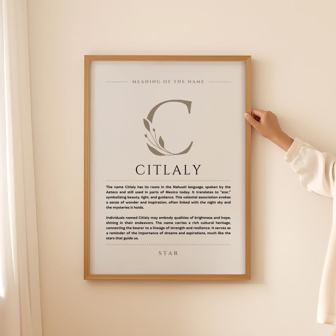 Citlaly Name Meaning Wall Art, Citlaly Name Origin Print Nursery Decor ...