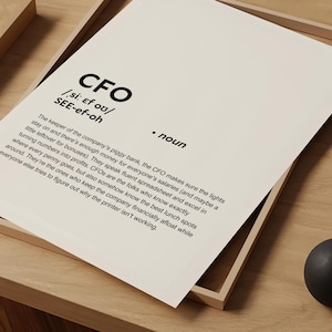 Funny CFO Definition Print Wall Art Poster, CFO Gift for Chief ...
