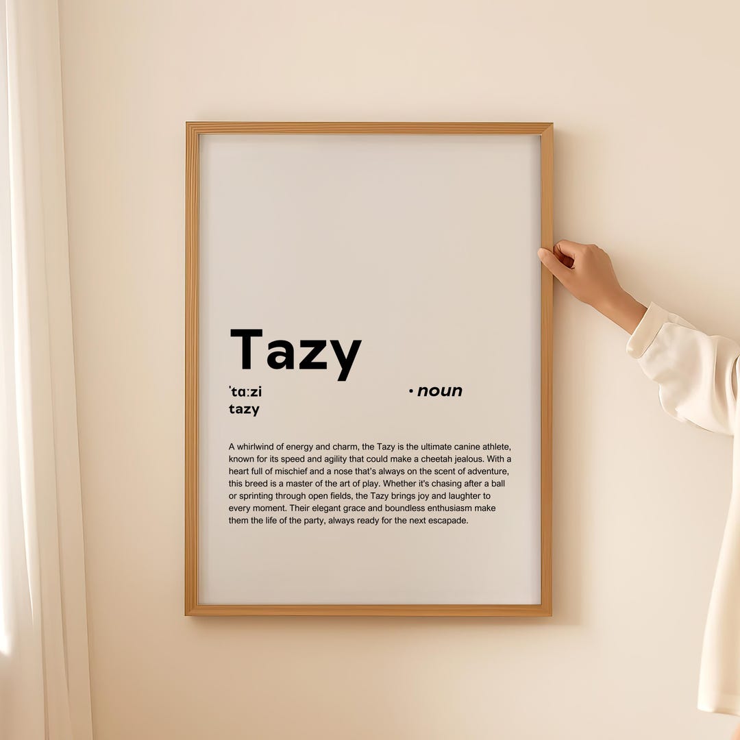 Funny Tazy Print Definition Wall Art Poster Card, Gift for Dog Owner ...