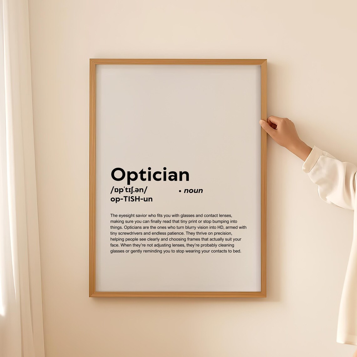 Funny Optician Definition Print Wall Art Poster, Optician Gift for Eye ...