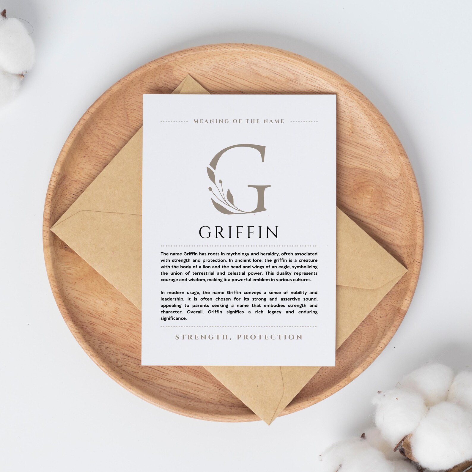 Griffin Name Meaning Wall Art, Griffin Name Origin Print Nursery Decor ...