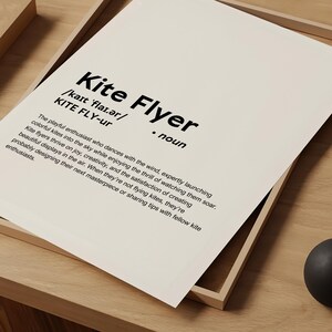 Funny Kite Flyer Definition Print Wall Art Poster, Kite Flyer Gift for ...