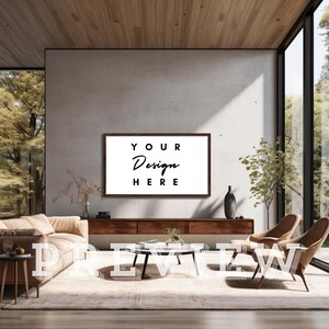 Frame TV Mockup Design Bundle / Modern Neutral Living Room Mock up Pack ...