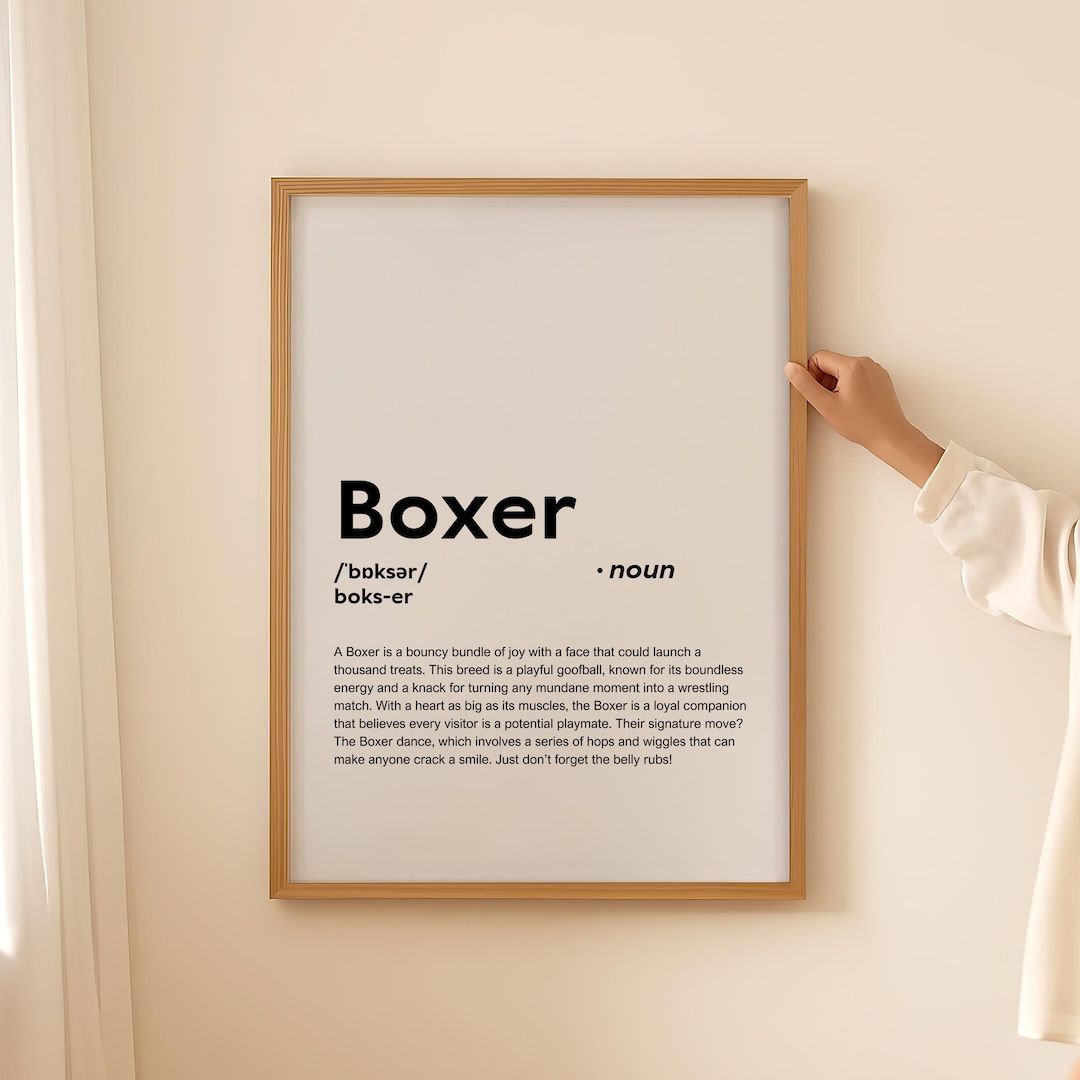 Funny Boxer Print Definition Wall Art Poster Card, Gift for Dog Owner ...