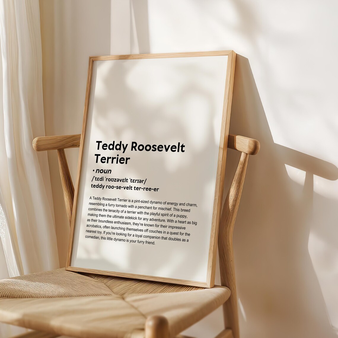 Funny Teddy Roosevelt Terrier Print Definition Wall Art Poster Card ...