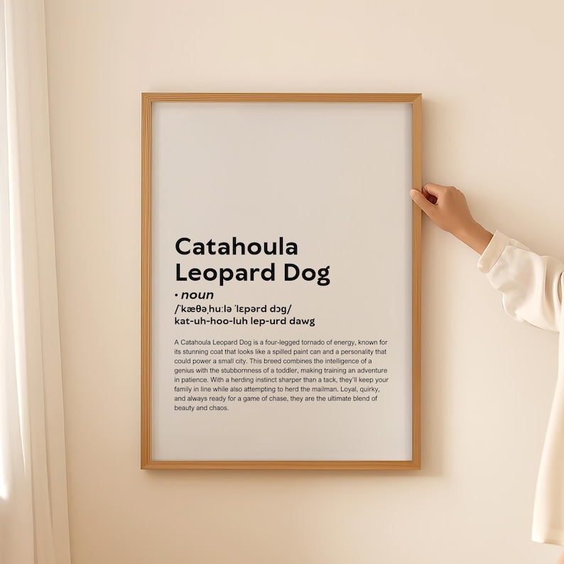 Funny Catahoula Leopard Dog Print Definition Wall Art Poster Card, Gift ...
