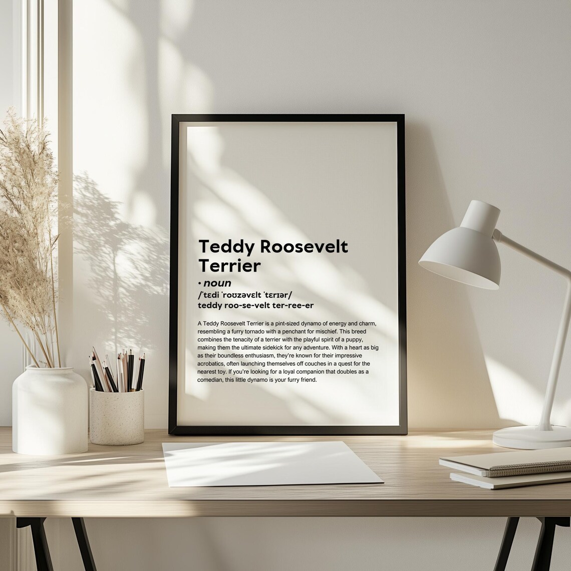 Funny Teddy Roosevelt Terrier Print Definition Wall Art Poster Card ...