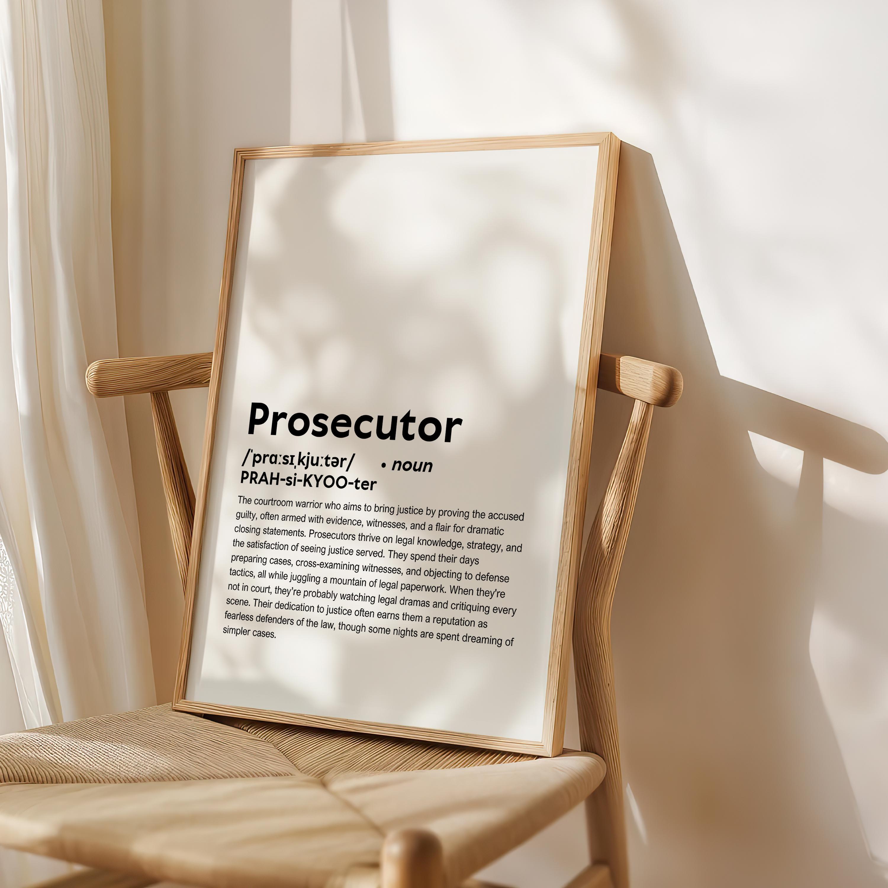 Funny Prosecutor Definition Print Wall Art Poster, Prosecutor Gift for ...