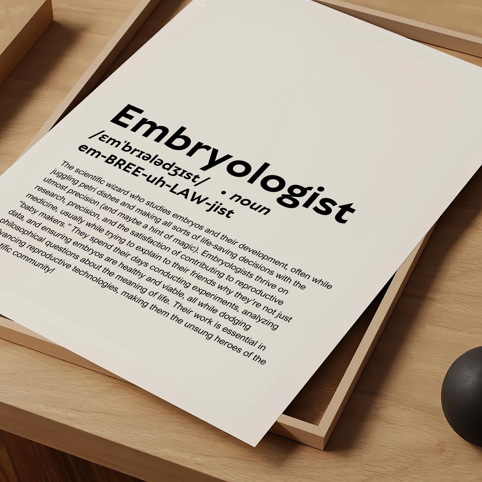 Funny Embryologist Definition Print Wall Art Poster Embryologist Gift ...