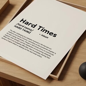 Funny Hard Times Definition Print Wall Art Poster, Hard Times Gift for ...