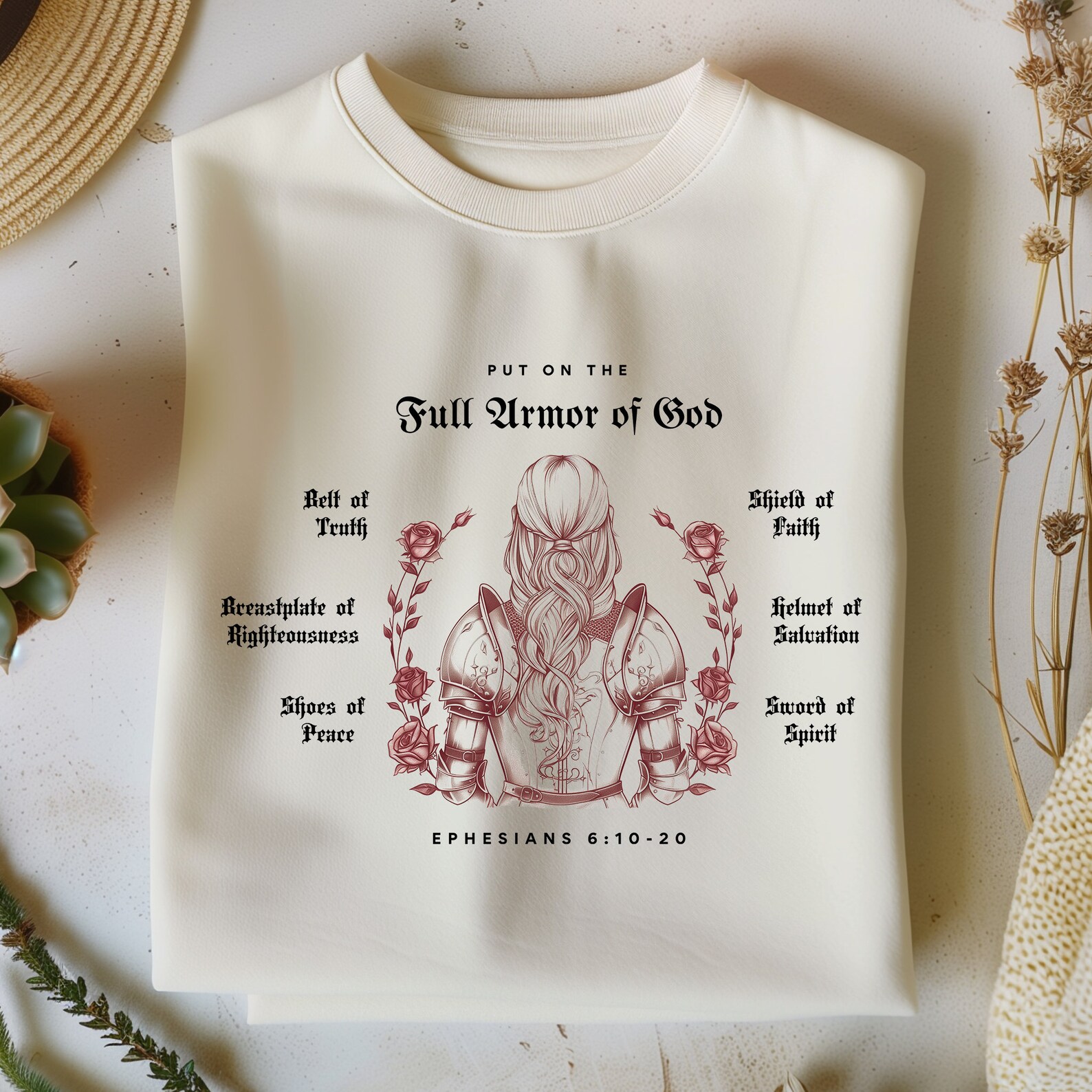 Put on Full Armor of God Png, Christian Woman PNG Vintage Roses Female ...