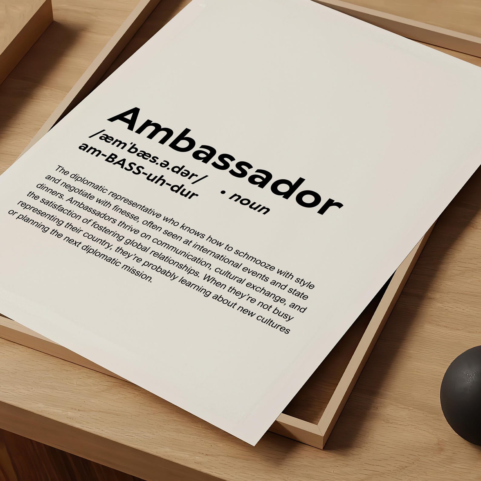 Funny Ambassador Definition Print Wall Art Poster, Ambassador Gift for ...