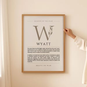 Wyatt Name Meaning Wall Art, Wyatt Name Origin Print Nursery Decor ...