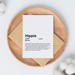 Funny Hippie Definition Print Wall Art Poster, Hippie Gift for Flower ...