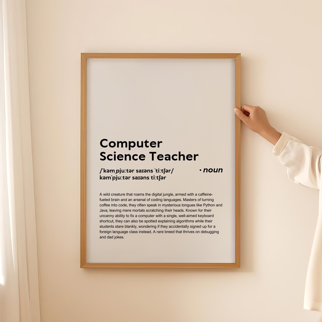 Funny Computer Science Teacher Definition Print Wall Art Poster, Gift ...