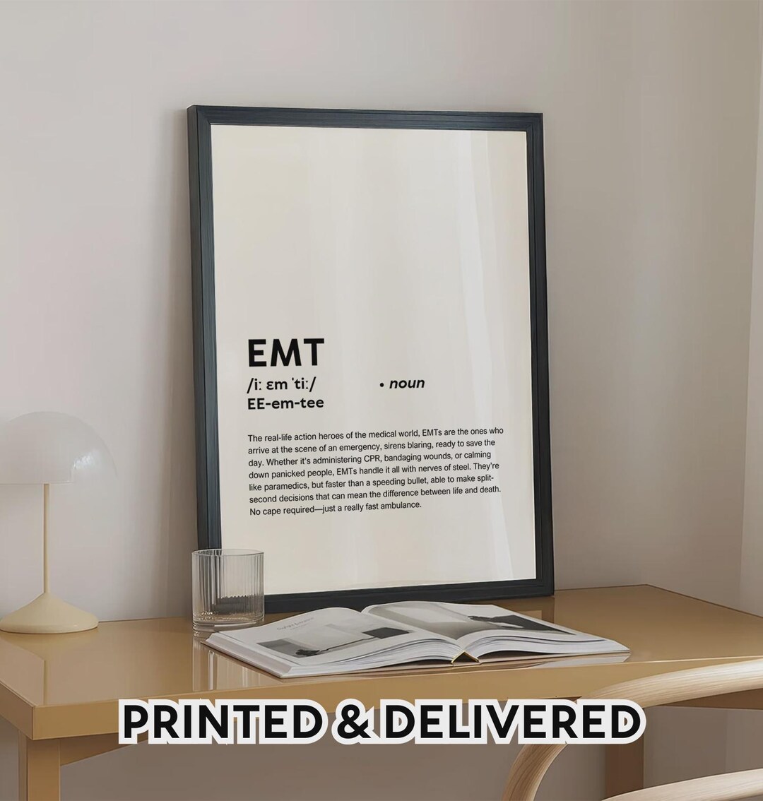 PRINTED EMT Poster, Funny Definition of EMT Print Wall Art, Emt Gift ...