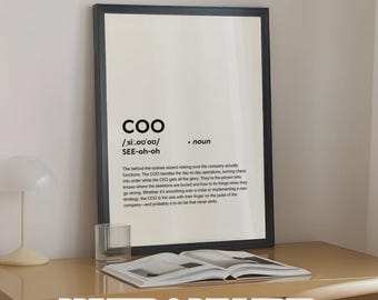 Chief Operating Officer Definition Print: Funny COO Office Wall Art ...