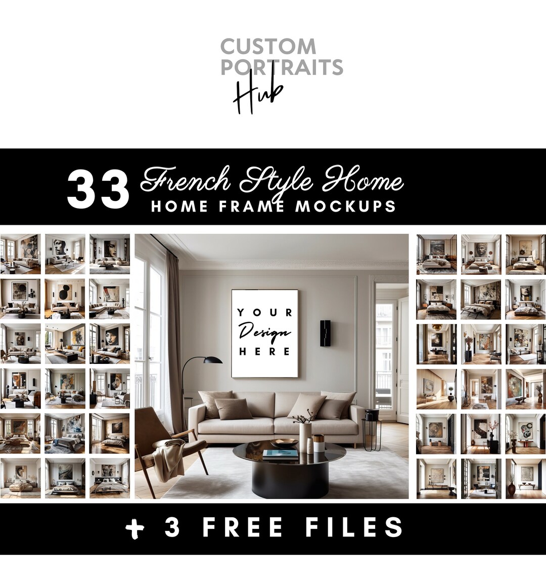 33 French Style Parisian Mockup Frame Set Home Interior Scene + 3 FREE ...