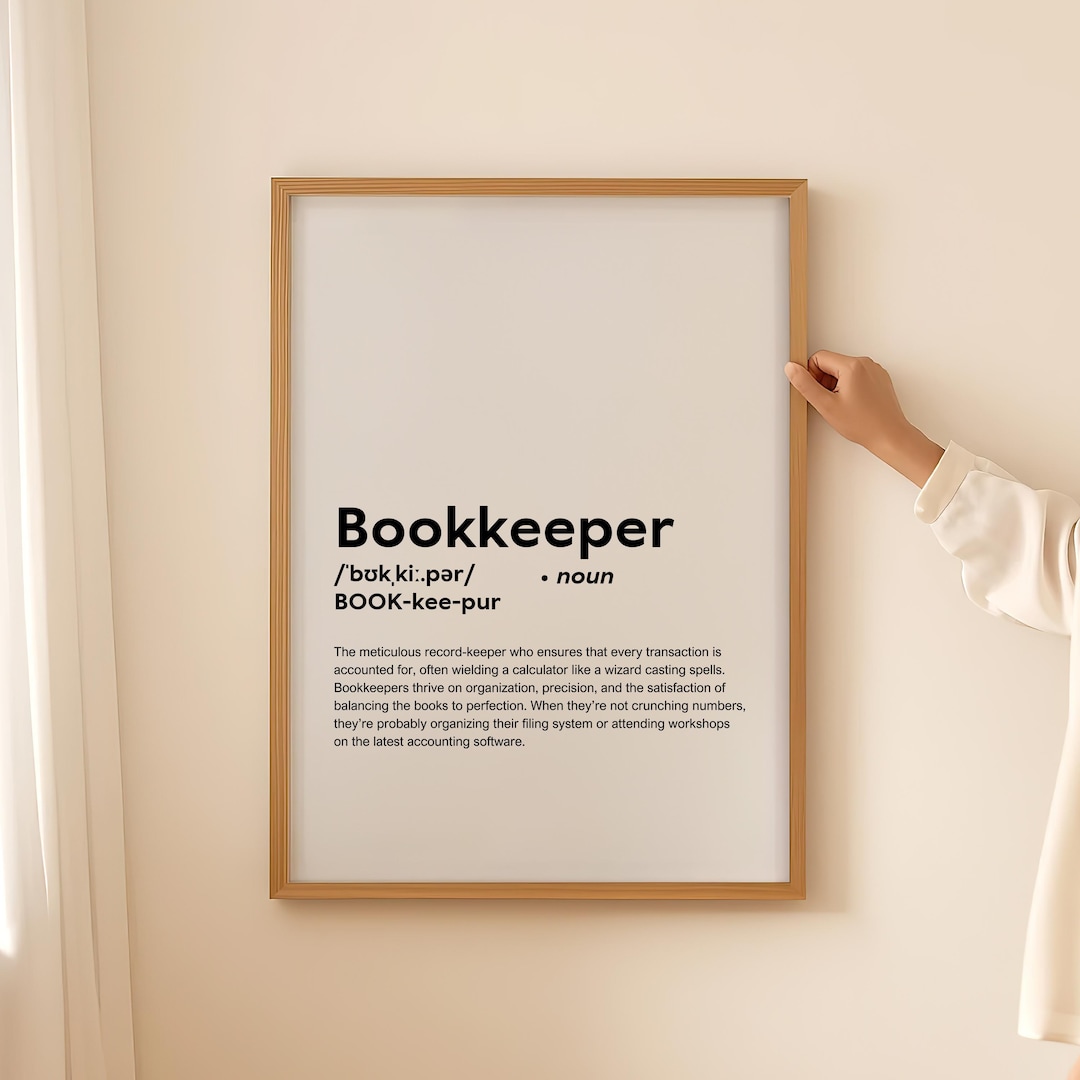Funny Bookkeeper Definition Print Wall Art Poster, Bookkeeper Gift for ...
