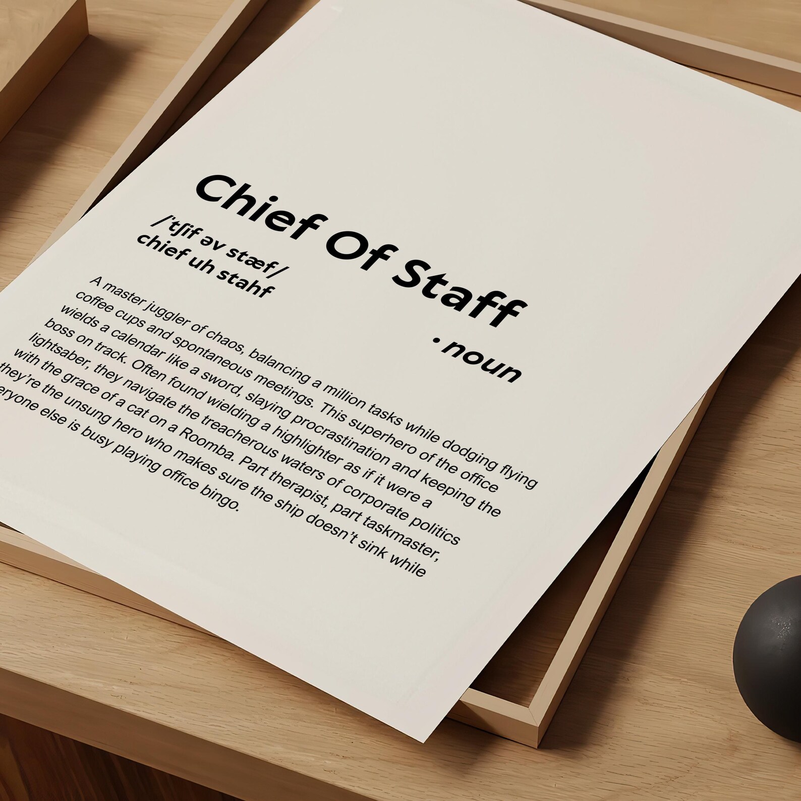 Funny Chief of Staff Definition Print Wall Art Poster, Chief of Staff ...