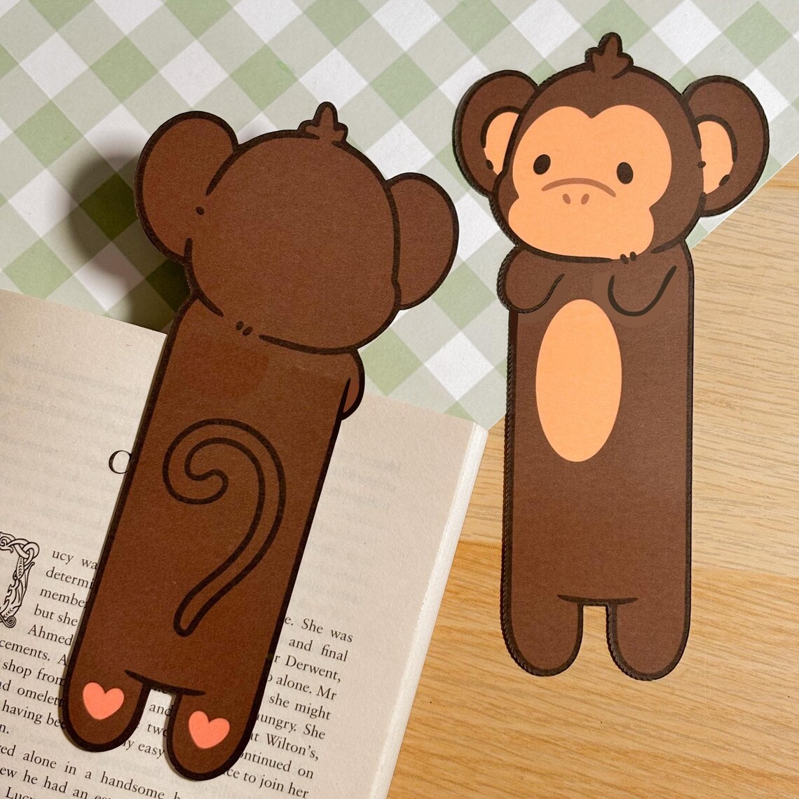Monkey Bookmark, Cute Animal Page Marker, Handmade Book Lover Gift ...