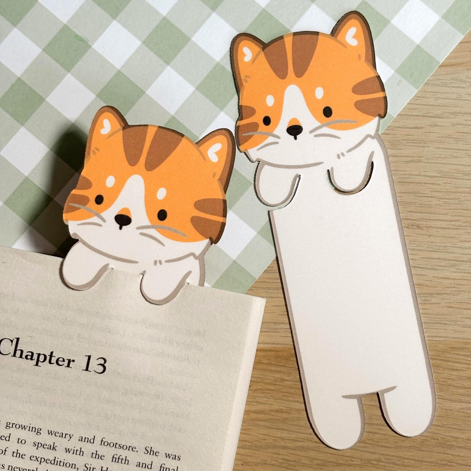Ginger Cat Peeking Bookmark, Cute Book Accessory, Cottage Core Bookmark ...