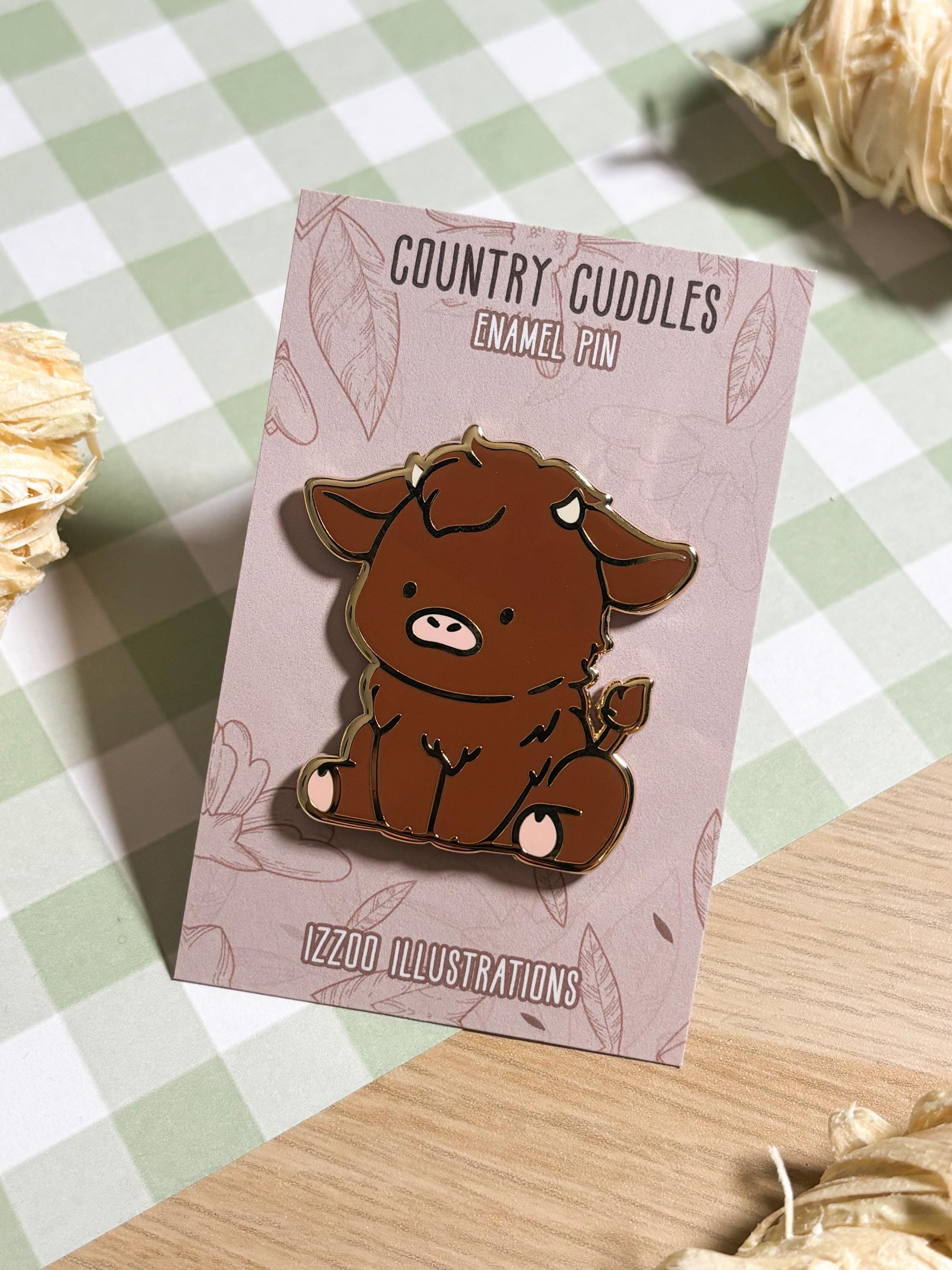 Highland Cow Enamel Pin: Cottagecore Farm Animal Gift - Etsy