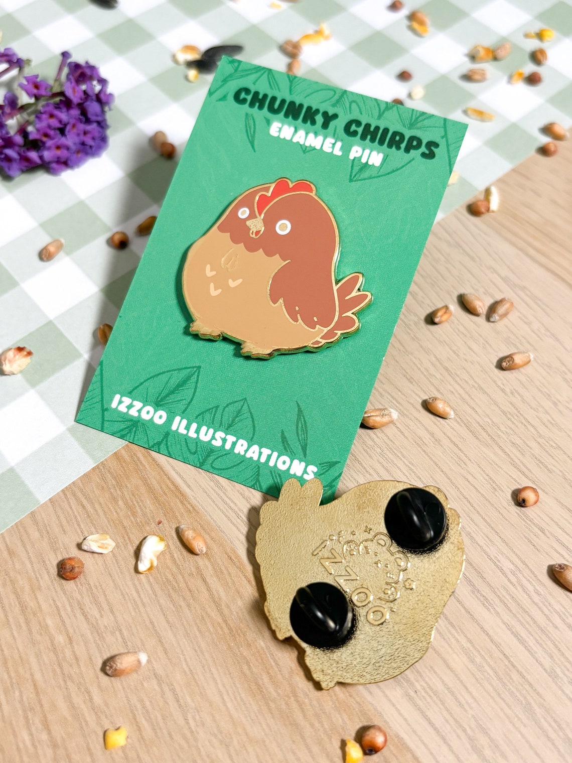 Cute Chicken Enamel Pin, Cottage Core Pin, Vegan Gift, Chunky Chirps - Etsy