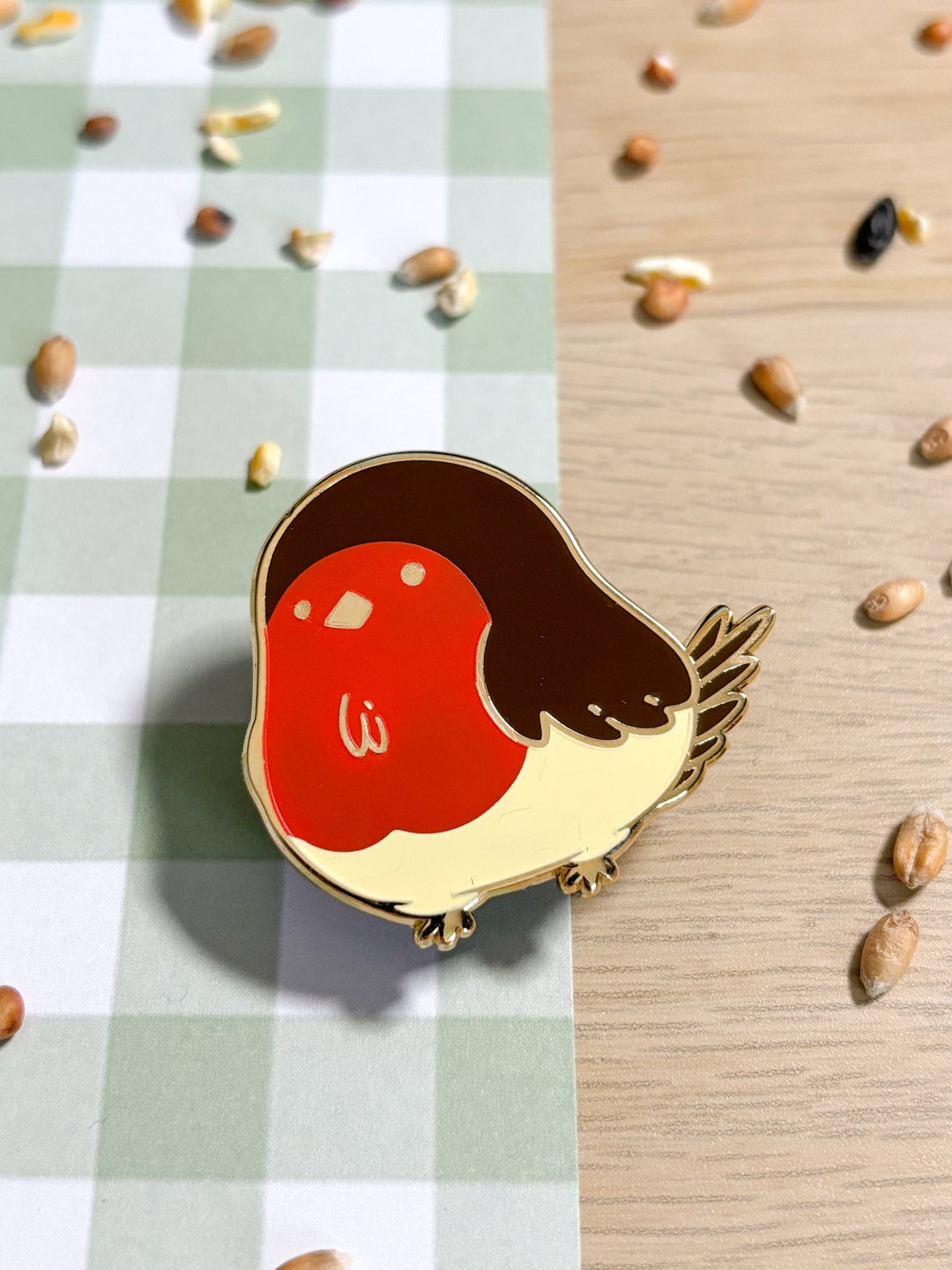 Robin Redbreast Gold Plated Enamel Pin, Garden Robin Bird Pin, British ...