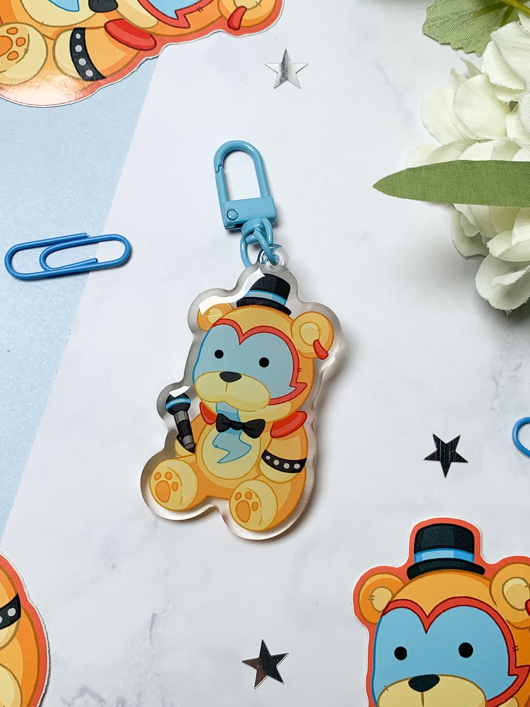 FNAF Glamrock Freddy Plushie Gaming Keyring FNAF Charm Glamrock Freddy ...