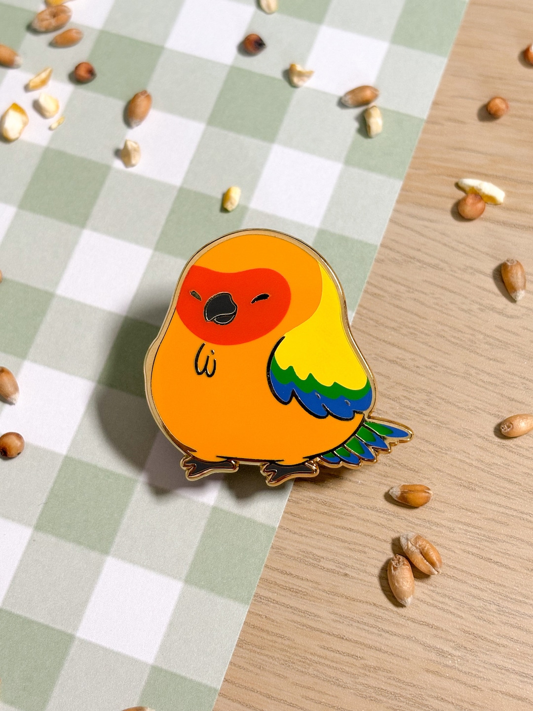 Sun Conure Parrot Enamel Pin, Cute Kawaii 1.5 Inch Enamel Pin, Chubby ...