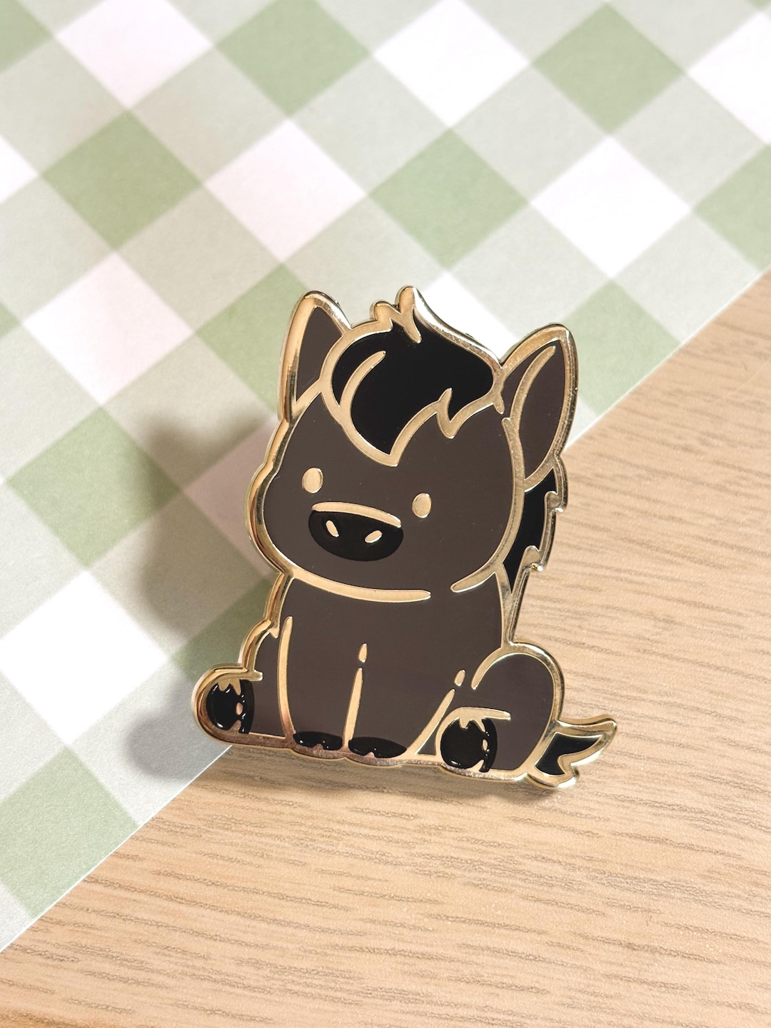 Black Pony Enamel Pin, Gold Plated, Farm Animal Lover Gift - Etsy